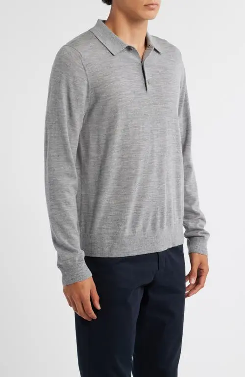 Vince Long Sleeve Merino Wool Polo - H. Grey
