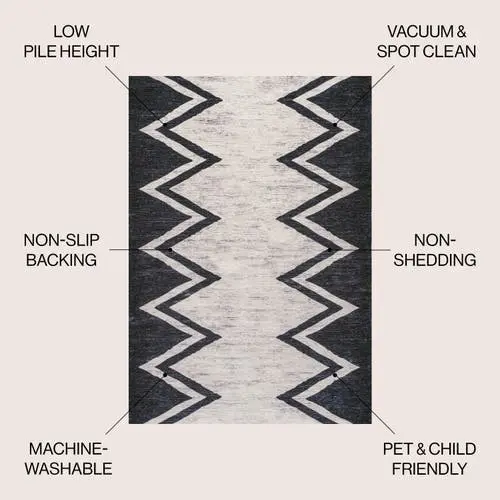 JONATHAN Y Siksak Modern Chevron Border Machine-washable Area Rug