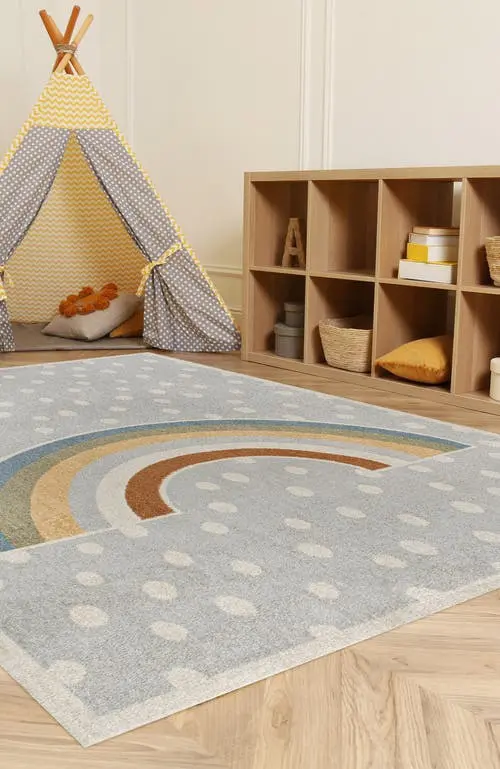 JONATHAN Y Minha Rainbow Dot Modern Machine-washable Area Rug