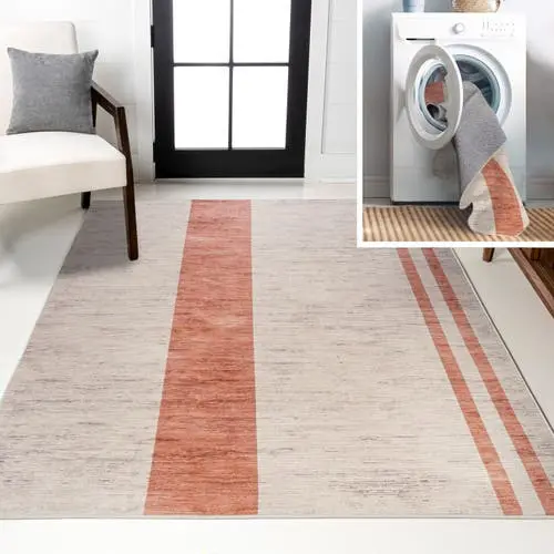 JONATHAN Y Raita Modern Distressed Stripe Machine-washable Area Rug - Ivory/peach