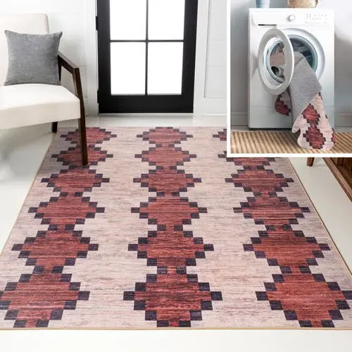 JONATHAN Y Timantii Modern Trellis Kilim Machine-washable Area Rug - Red/ivory