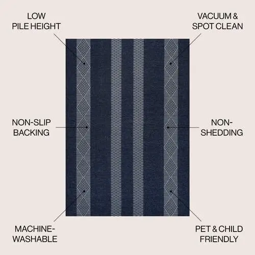 JONATHAN Y Nautisk Trellis Stripe Machine-washable Area Rug