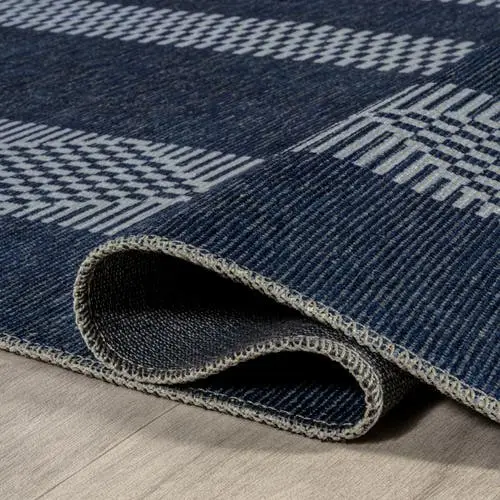 JONATHAN Y Nautisk Trellis Stripe Machine-washable Area Rug