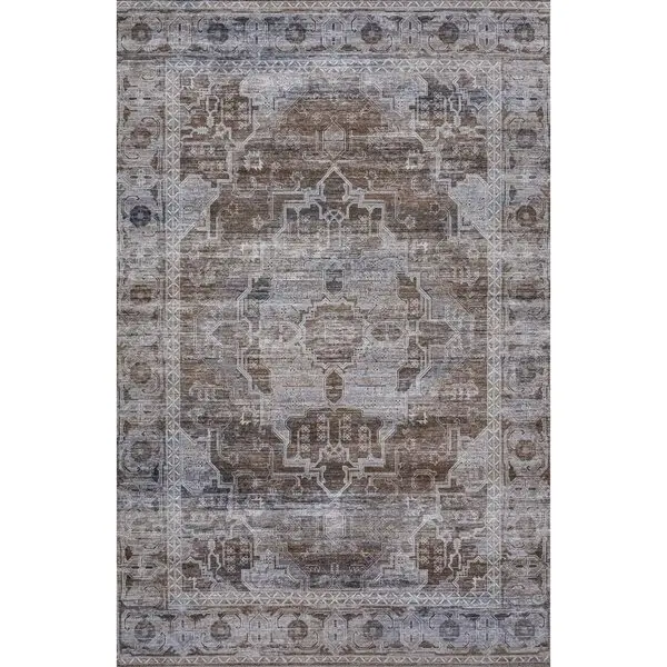JONATHAN Y Alanya Ornate Medallion Machine-washable Area Rug - Brown/light Gray