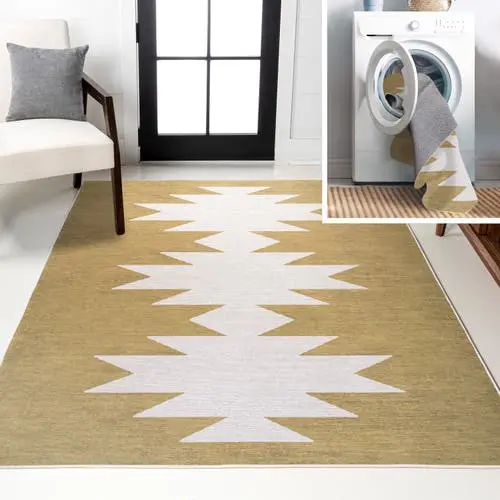 JONATHAN Y Chayton Minimalist Geometric Machine-washable Area Rug - Moss Green