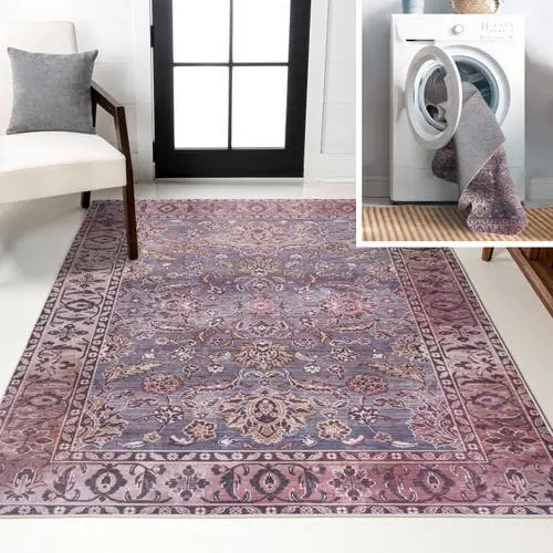 JONATHAN Y Victoria Ornate Persian All-over Machine-washable Area Rug - Brown/gray
