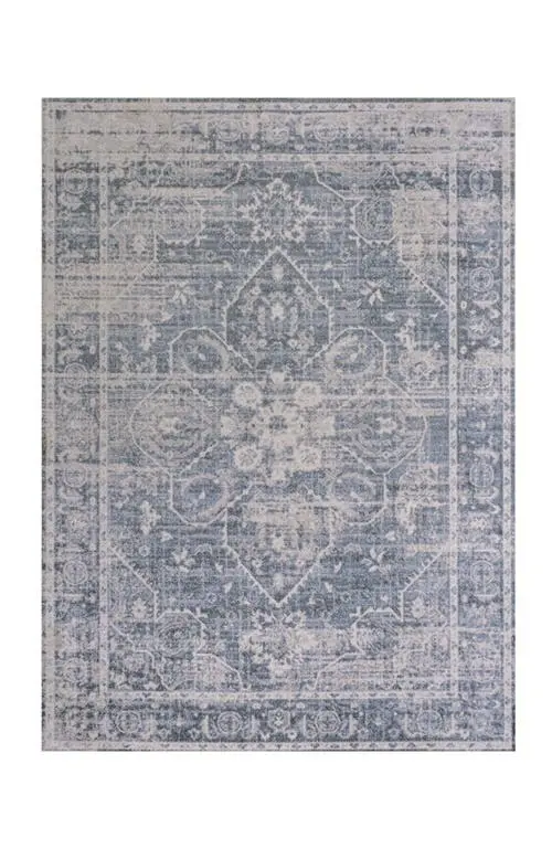 JONATHAN Y Shaii Global Medallion Low-pile Machine-washable Area Rug - Blue/light Gray