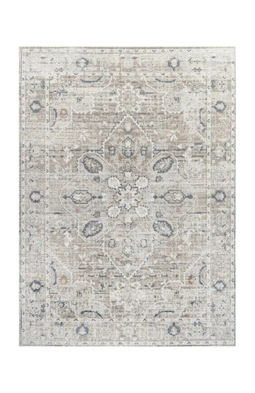 JONATHAN Y Shaii Global Medallion Low-pile Machine-washable Area Rug - Light Gray/brown