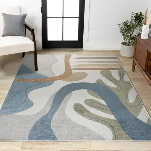 JONATHAN Y Algae Abstract Glam Botanical Machine-washable Area Rug