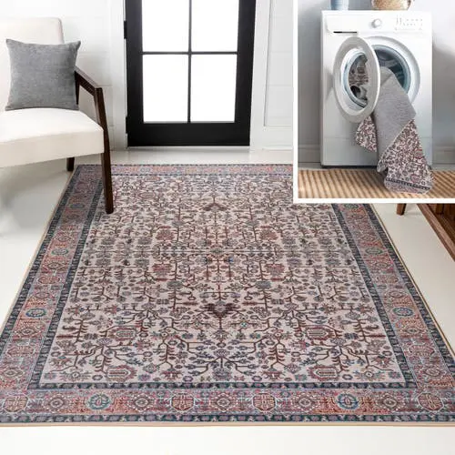 JONATHAN Y Kemer All-over Persian Machine-washable Area Rug - Beige/red/blue