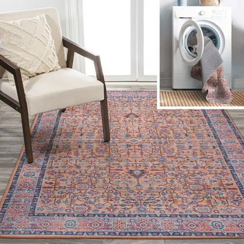 JONATHAN Y Kemer All-over Persian Machine-washable Area Rug - Red/blue