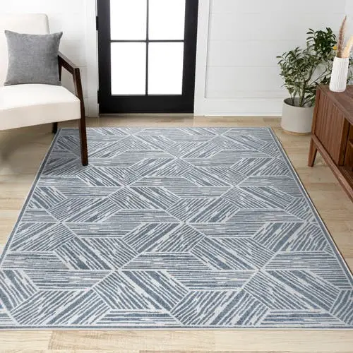 JONATHAN Y Vector Modern Coastal Geometric Machine-washable Area Rug