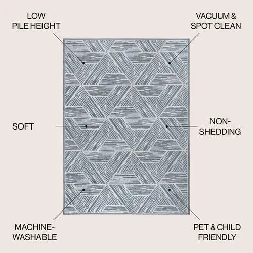JONATHAN Y Vector Modern Coastal Geometric Machine-washable Area Rug