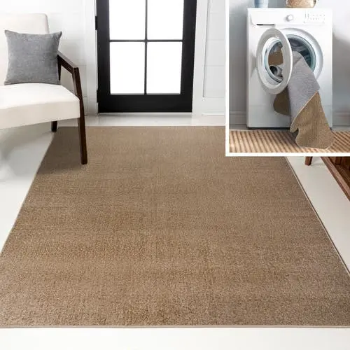 JONATHAN Y Twyla Classic Solid Low-pile Machine-washable Area Rug - Brown