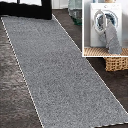 JONATHAN Y Twyla Classic Solid Low-pile Machine-washable Area Rug - Gray