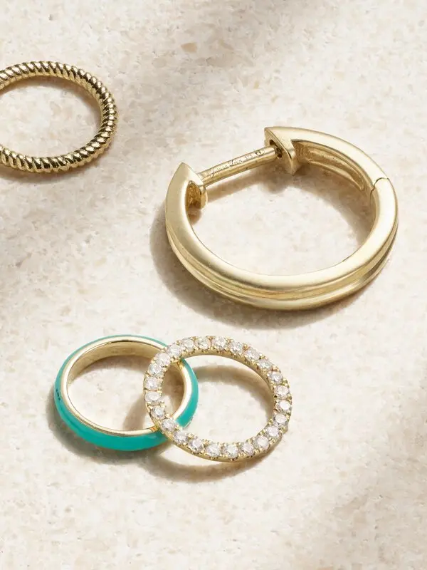 Yvonne Léon 9-karat Enamel And Diamond Single Hoop Earring