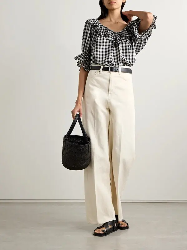 DÔEN Samara Ruffled Gingham Voile Blouse
