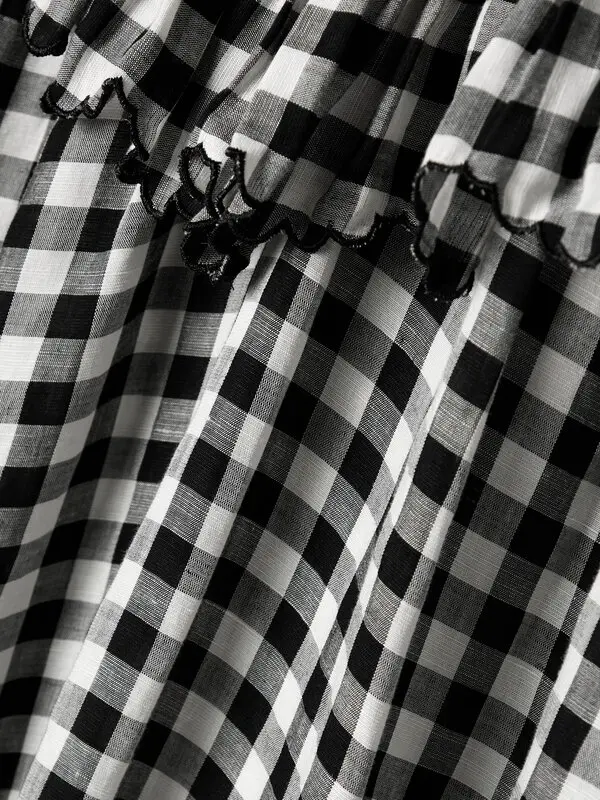 DÔEN Samara Ruffled Gingham Voile Blouse