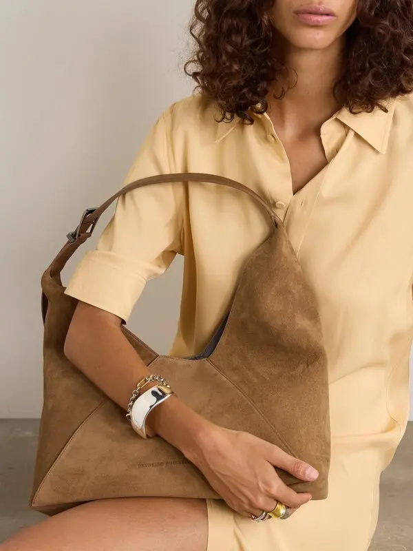 Brunello Cucinelli Leather-trimmed Suede Tote