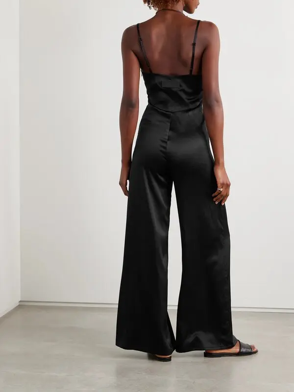 RIVET UTILITY Foxy Open-back Silk-blend Satin Jumpsuit