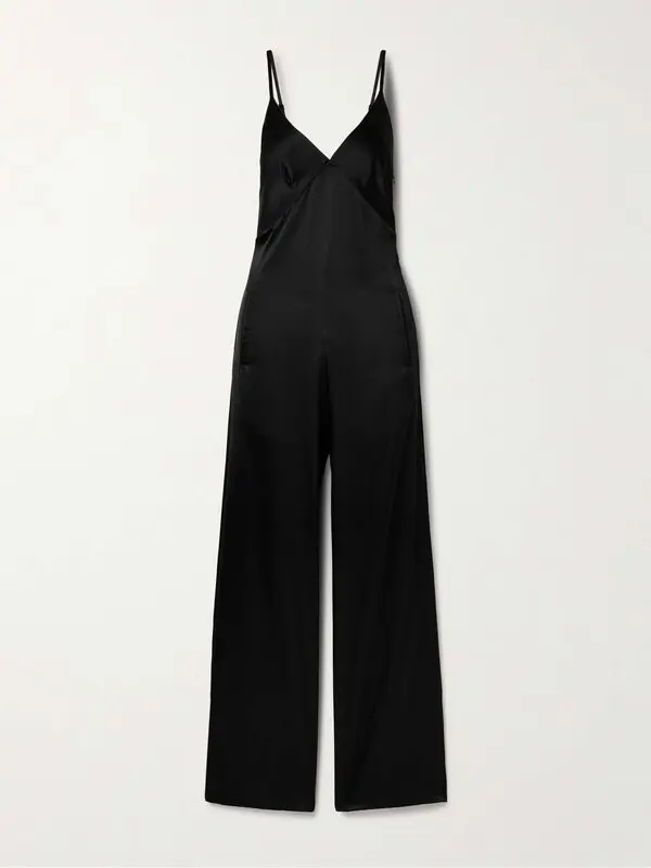 RIVET UTILITY Foxy Open-back Silk-blend Satin Jumpsuit