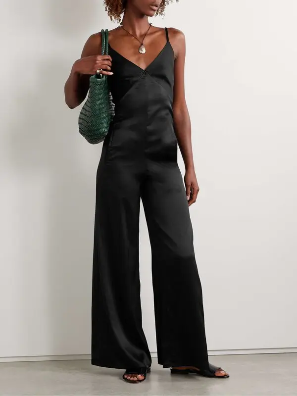 RIVET UTILITY Foxy Open-back Silk-blend Satin Jumpsuit