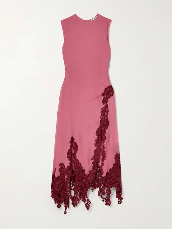 Acne Studios Asymmetric Lace-Trimmed Crepon Dress In Pink - 50% Off |  Editorialist
