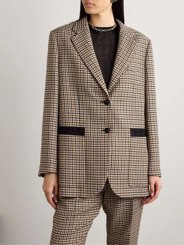 Veronica De Piante Sebastian Houndstooth Wool Blazer - Brown