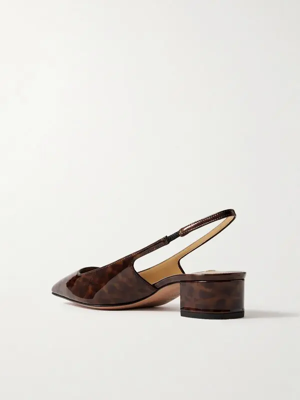 AQUAZZURA Ginza 35 Printed Patent-leather Slingback Pumps - Brown