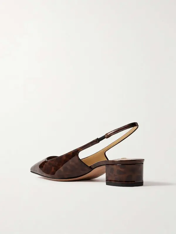AQUAZZURA Ginza 35 Printed Patent-leather Slingback Pumps - Brown