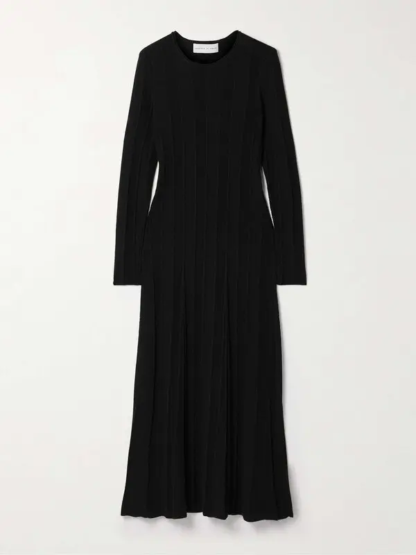 Veronica De Piante Anais Ribbed Wool Midi Dress - Black