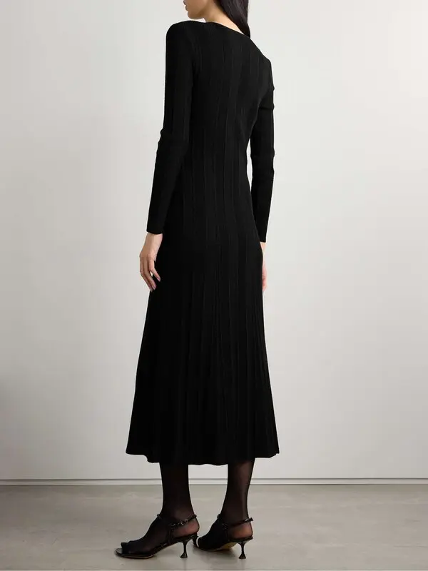 Veronica De Piante Anais Ribbed Wool Midi Dress - Black