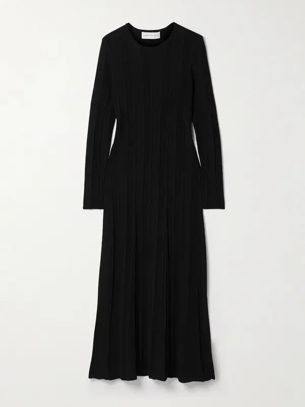 Veronica De Piante Anais Ribbed Wool Midi Dress - Black