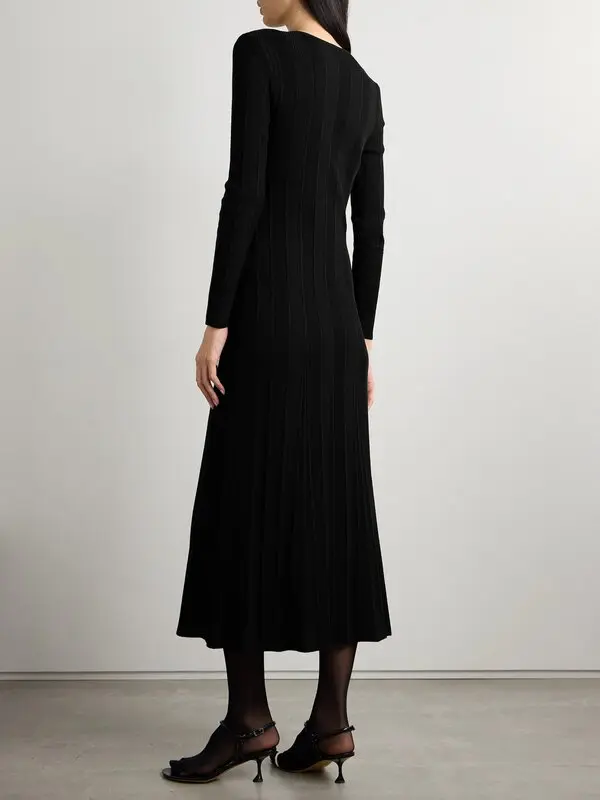 Veronica De Piante Anais Ribbed Wool Midi Dress - Black