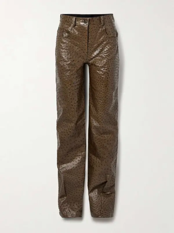 16Arlington Vante Ostrich-effect Leather Pants