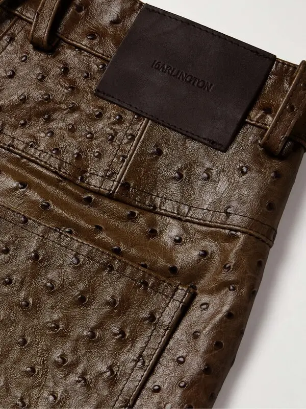 16Arlington Vante Ostrich-effect Leather Pants