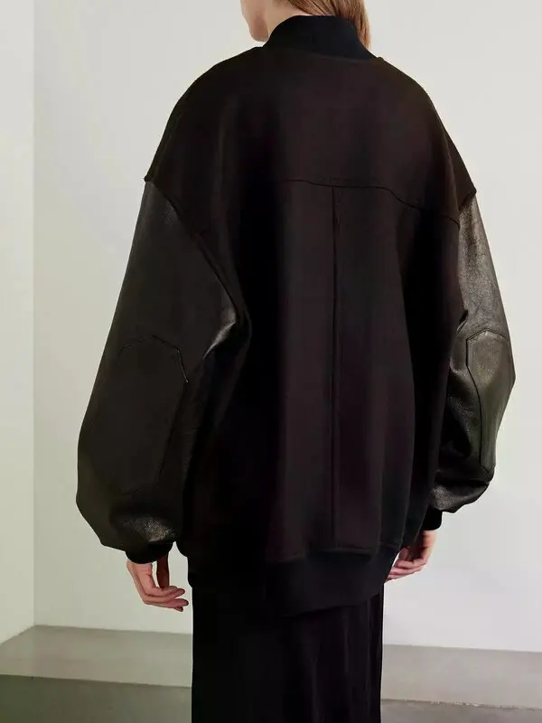 Khaite Spencer Wool-blend And Leather Bomber Jacket
