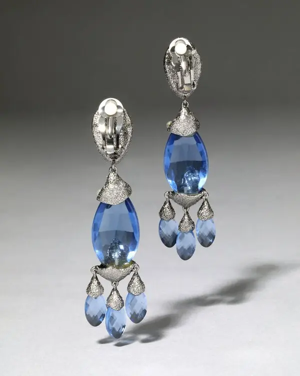 Alexis Bittar Archive Stone Drop Clip Earrings - Blue,silver
