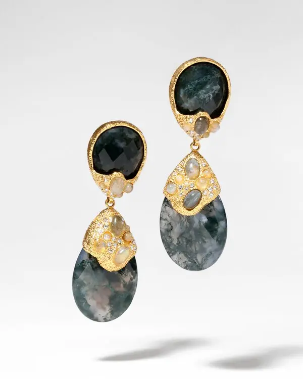 Alexis Bittar Archive Stone Drop Clip Earrings