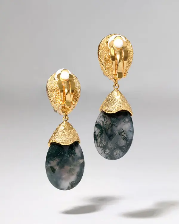 Alexis Bittar Archive Stone Drop Clip Earrings