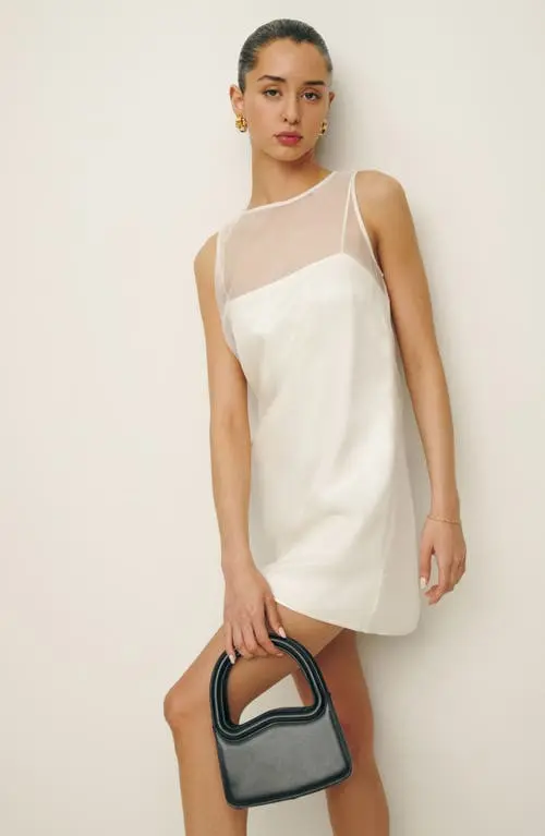 vina sheer overlay mini dress Reformation Vina Sheer Overlay Minidress In Black