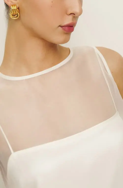 reformation vina sheer overlay mini dress Reformation Vina Sheer Overlay Mini Dress In White - 76% Off
