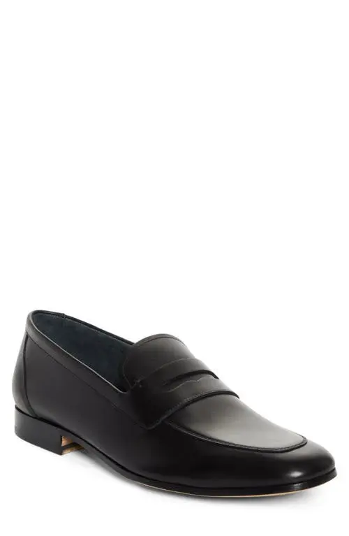 J.M. WESTON Woogie Apron Toe Penny Loafer - Black