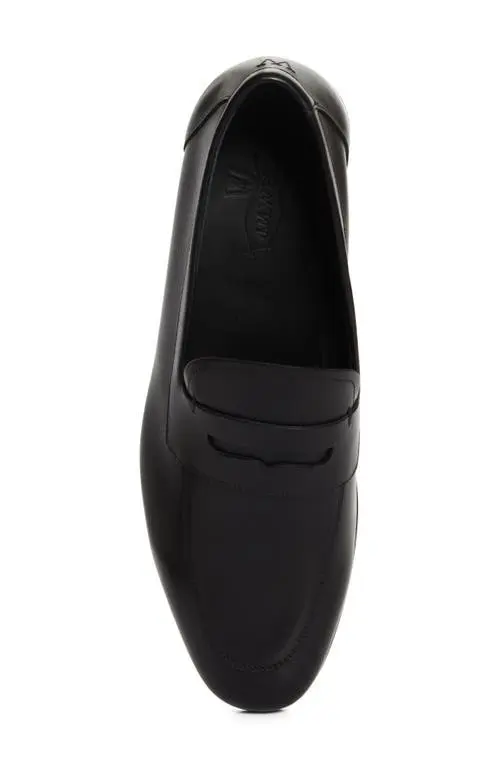 J.M. WESTON Woogie Apron Toe Penny Loafer - Black