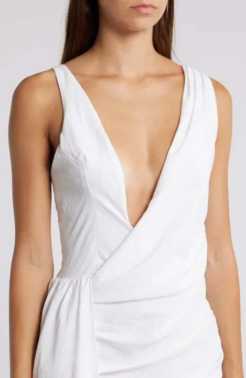Mistress Rocks Plunge Drape Mini Dress In White - 80% Off