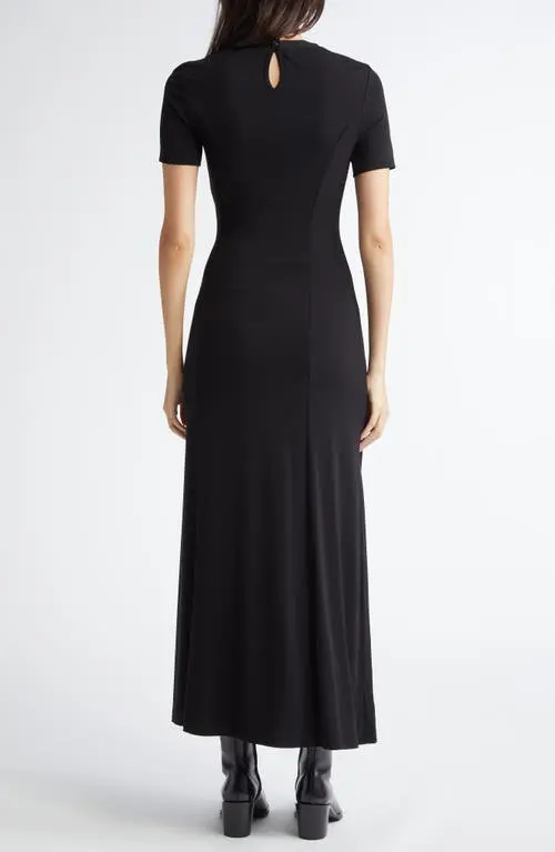 Rabanne Drapé Pression Short Sleeve Maxi Dress