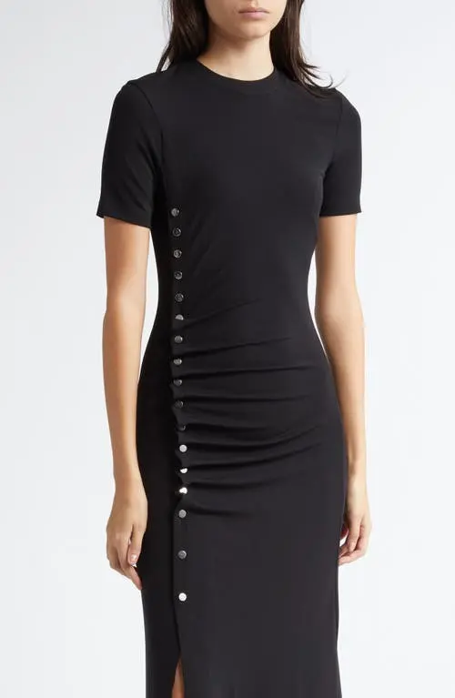 Rabanne Drapé Pression Short Sleeve Maxi Dress