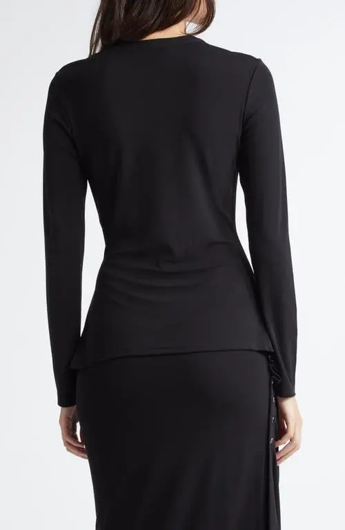 Rabanne Drapé Pression Long Sleeve Top - Black