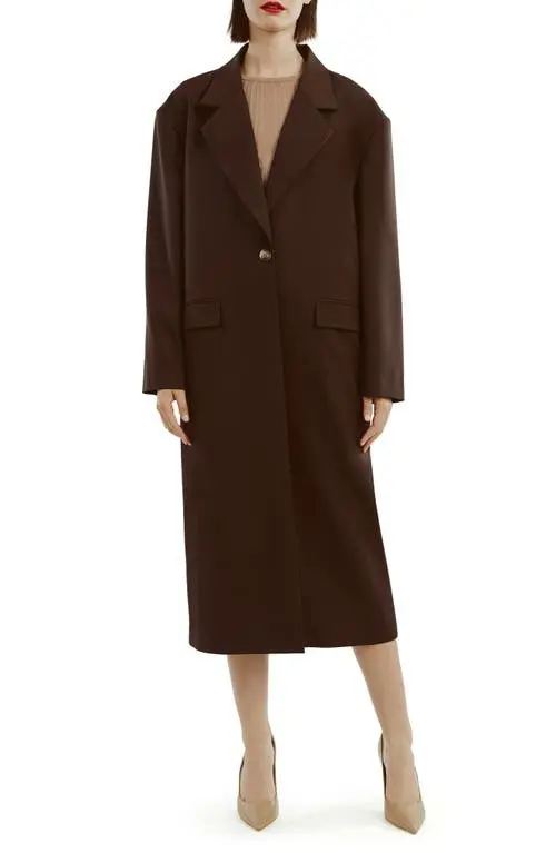 Bardot Maika Longline Overcoat - Dark Choco
