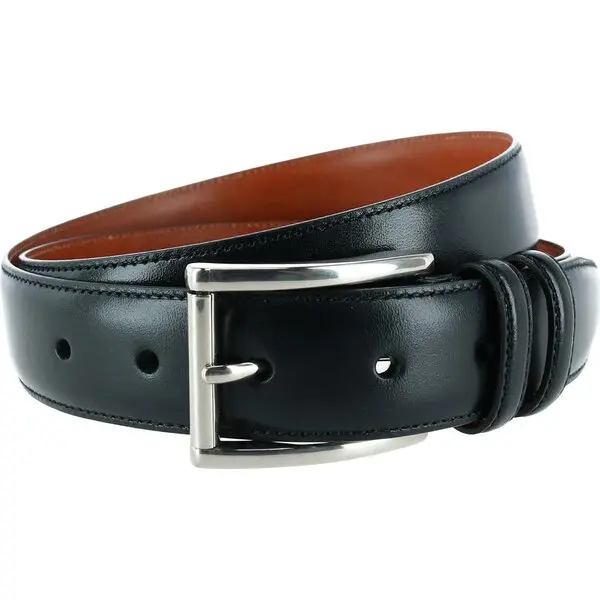 Trafalgar Lorenzo 32mm Dropped Edge Leather Dress Belt - Black